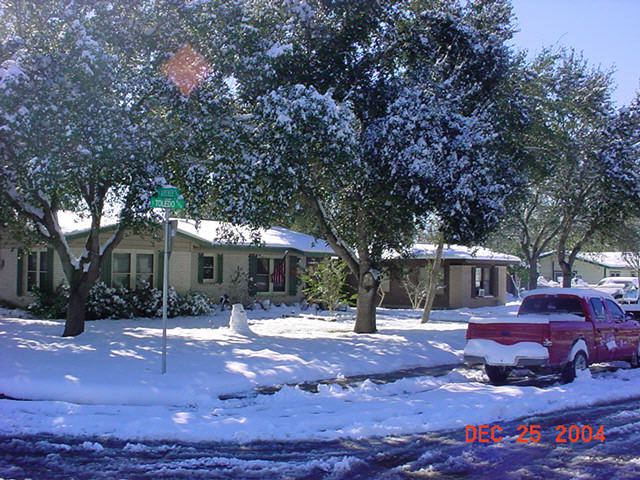 Jerry Ries Snow in Beeville Christmas Eve 2004 - Beeville, Texas